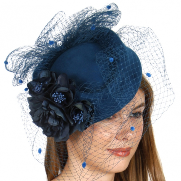 Accessories | Wool Felt Veil Cocktail Hat Teal | Poshmark